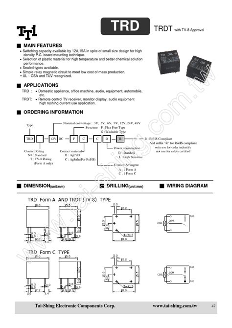 Trd 5vdc Sc Al Datasheet Pdf Pcb Relay Download Tti Trd 5vdc Sc Al