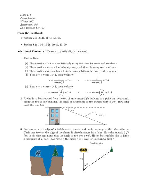 7 Questions On Elementary Functions Assignment 6 Math 112 Docsity