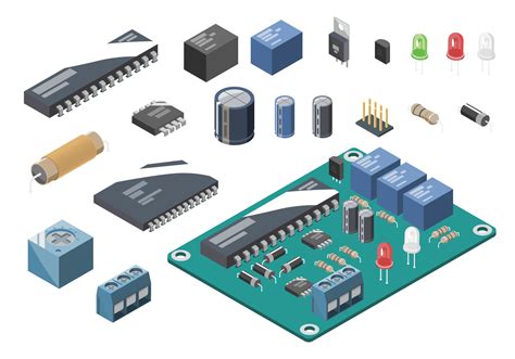 Basic Electronic And Semiconductor Components Circuit Design Isometric