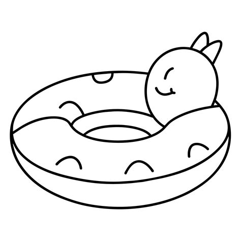Pool Float Outline Coloring Book Page Line Art Illustration Digital