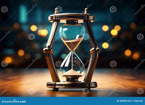 Generative Ai Image Of Magical Hourglass For Counting Time On Bokeh