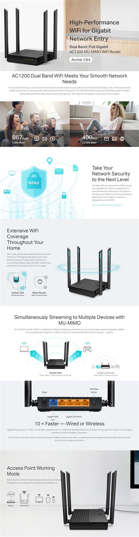 TP Link Archer C AC Wireless MU MIMO Dual Band Gigabit Router