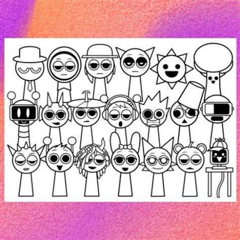 Sprunki Coloring Page 1 Png And 1 Pdf A4 Size Digital Download Etsy