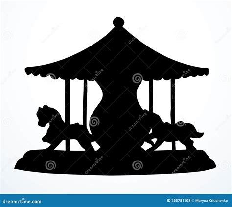 Spinning Carousel Entertainment Vector Drawing 255781708