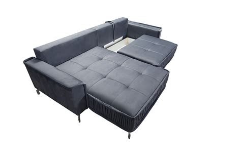 Ecksofa Schlafsofa Sofa Florence Stoff Element Dunkelgrau Ottomane Links Ecksofa Mit