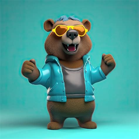Premium Photo Joyful Stylish 3d Bear Character With Full Body Donning Apparel And Shades
