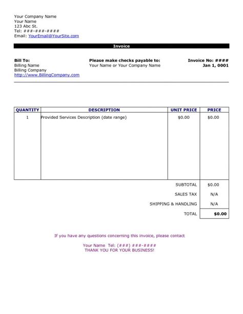 Microsoft Excel Invoice Template — Db