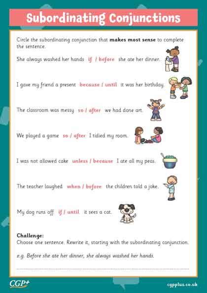 3rd Grade Subordinating Conjunctions Worksheet Worksheet Resume Examples