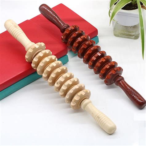 Body Health Wooden Massage Roller Handheld Fat Reducing Shockwave