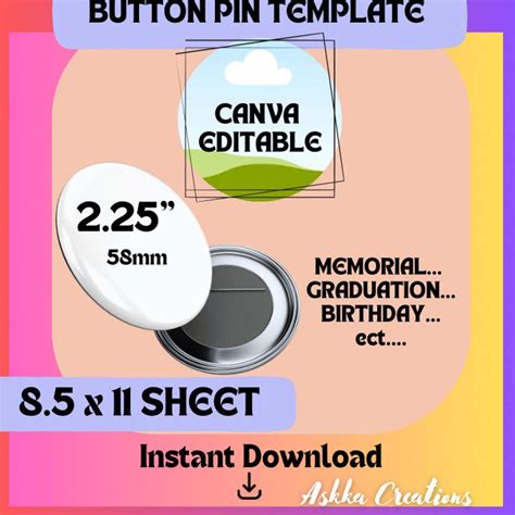 58mm Pin Template Etsy