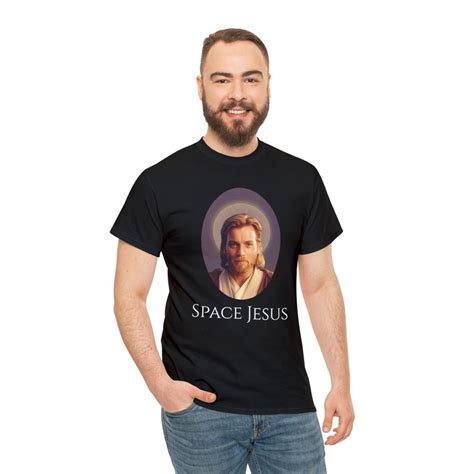 Space Jesus Obi Wan Kenobi Unisex Heavy Cotton Tee Funny T Shirt
