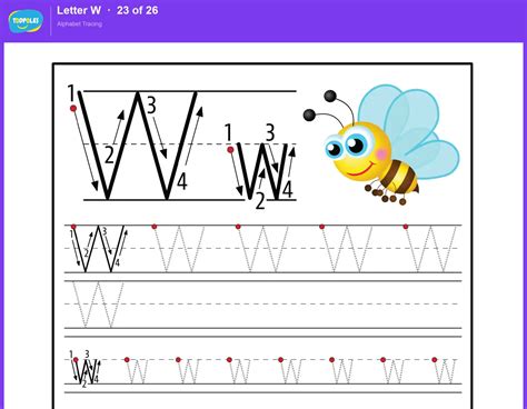 Free Letter W Tracing Worksheet Printable Pdf — Todpoles