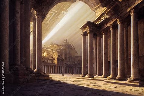Ilustração Do Stock Ancient Roman Architecture With Moody Lighting