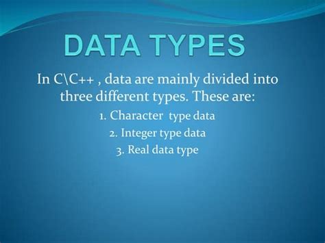 Data Types In C Programming Ppt