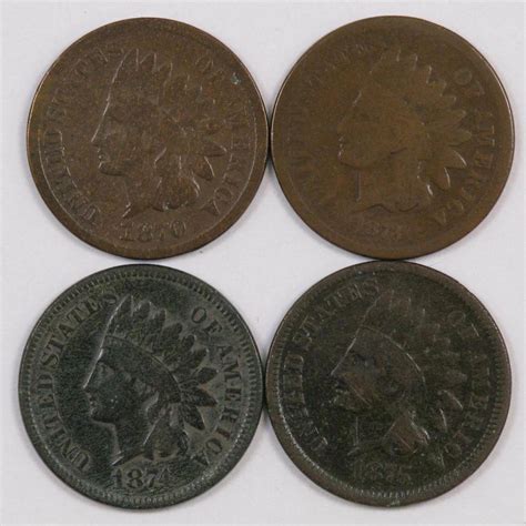 Sold Price Lot Of 4 Indian Head Cents May 6 0119 900 Am Cdt