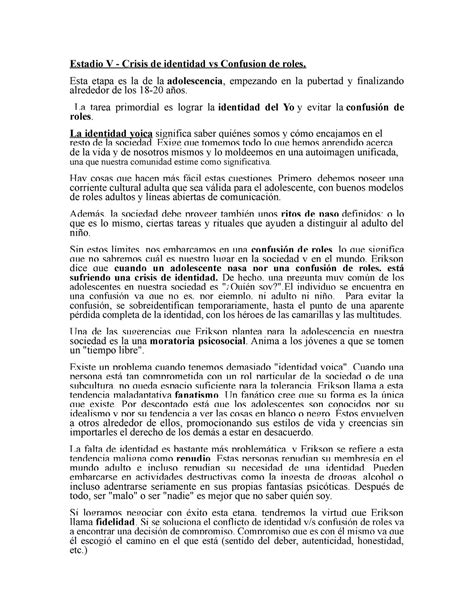 Identidad Vs Confusión De Roles Erikson Identidad Vs Confusión De Roles Erikson