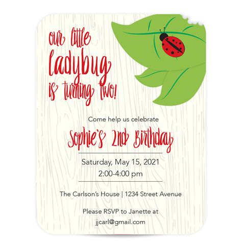 Ladybug 1st Birthday Invitations Pixie Paper Co