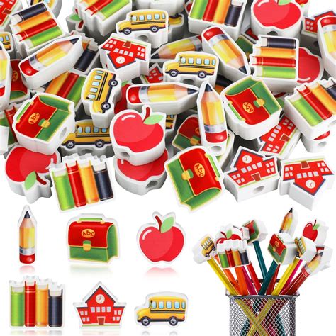 Maitys 60 Pcs Pencil Top Erasers Back To School Eraser