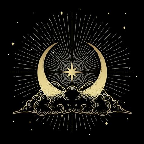 Crescent Moon With Star Drawings Poster Foto Elegant Crescent Moon