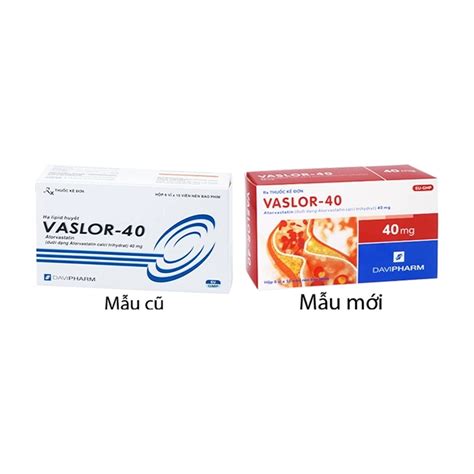 Thuốc Vaslor 40 Atorvastatin 40mg Hộp 6 Vỉ X 10 Viên