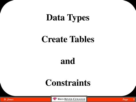 ppt data types create tables and constraints powerpoint presentation