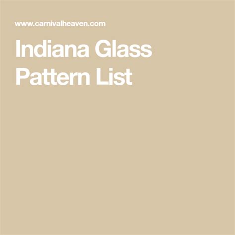 Indiana Glass Pattern Identification Guide Artofit
