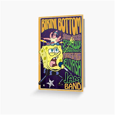 Spongebob And Patrick Rock And Roll Art Print Greeting Card By