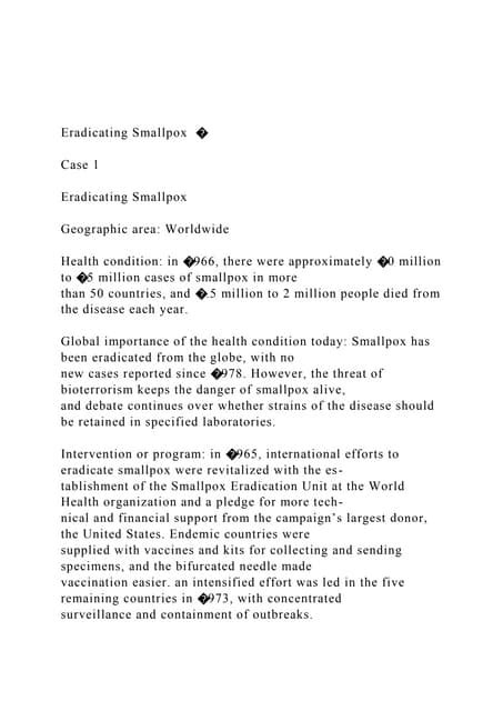 Eradicating Smallpox Case 1eradicating Smallpoxgdocx