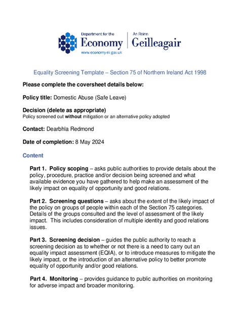 Fillable Online Domestic Abuse Safe Leave Policy Screening 2024 Fax