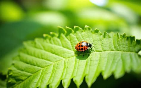Premium Ai Image Macro Photography Ladybug On A Leaf
