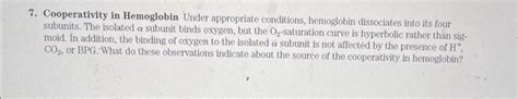 Solved 7 Cooperativity In Hemoglobin Under Appropriate