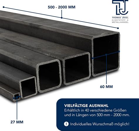 Stahl Quadratrohr S235 500 1000mm Länge Hohlprofil Stahlrohr Vie
