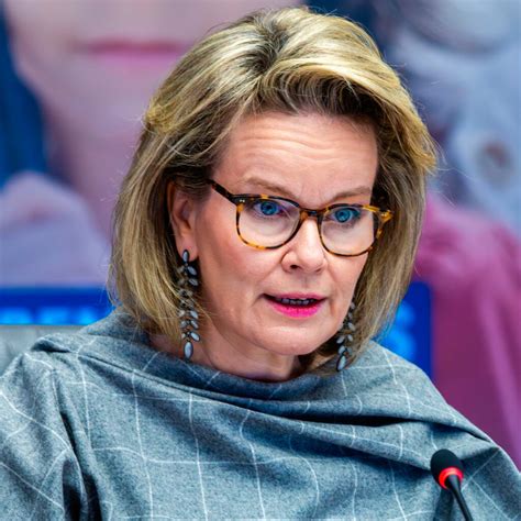 Queen Mathilde In Natan Gray Outfit And Gianvito Rossi Pumps