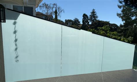 Angled Exterior Railing Frosted Glass Privacy Screen