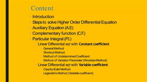 Higher Order Differential Equation Pptx