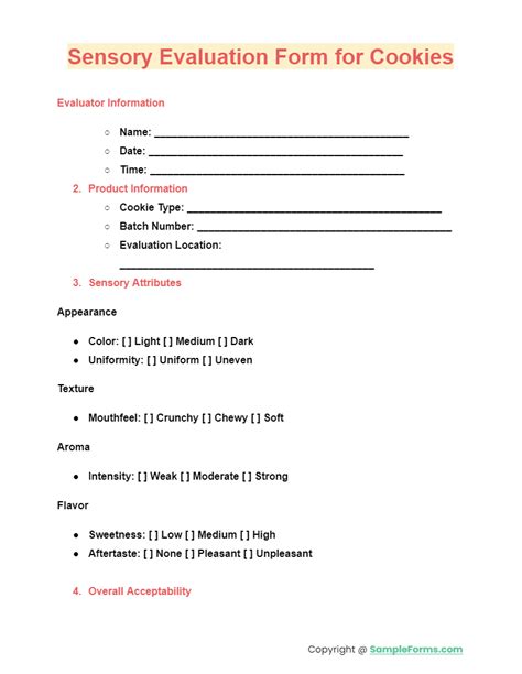 Food Sensory Evaluation Form Food Quality Evaluation Form Discover