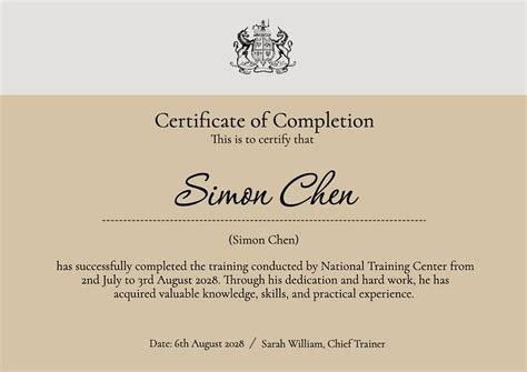Certificate Completion Template Editable Design Premium Editable