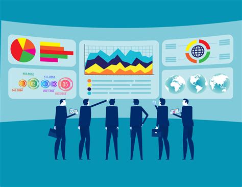 Teamwork And Data Analysis Concept Business Delineation Vector Illustration Big Data And Stock