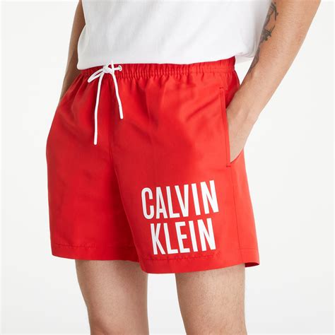Plavky Calvin Klein Medium Drawstring Swim Shorts Intense Power Red