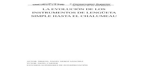 La EvoluciÓn De Los Instrumentos De LengÜeta Simple … [pdf Document]