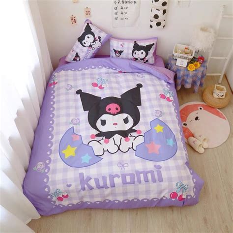 Kuromi Bedding Set Hello Kitty Bed Hello Kitty Bedroom Duvet