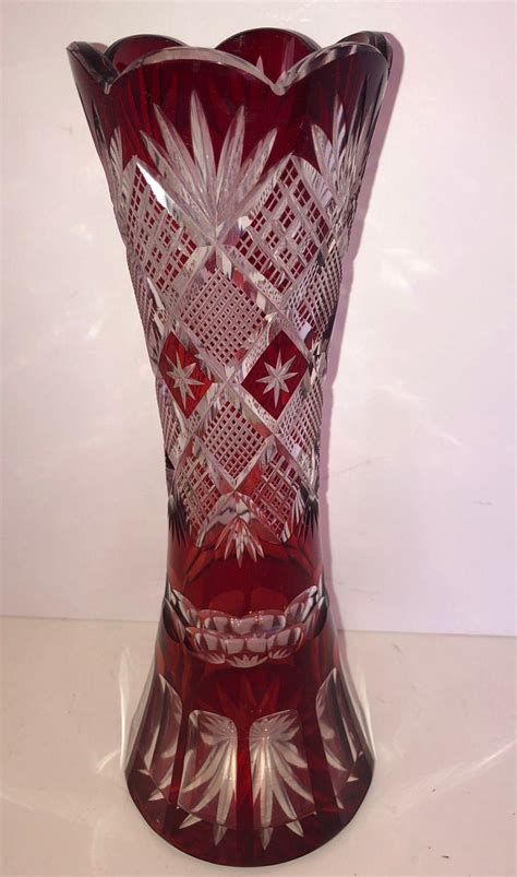 Sold At Auction Ruby Bohemian Cut Glass Vase