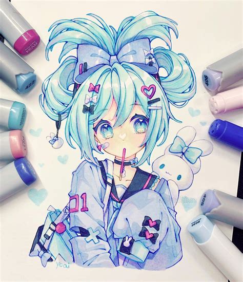 Hatsune Miku Cinnamoroll And Cinnamiku Vocaloid And 1 More Drawn By