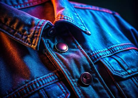 Closeup Night Portrait Of A Denim Jacket Exploring The Intricate