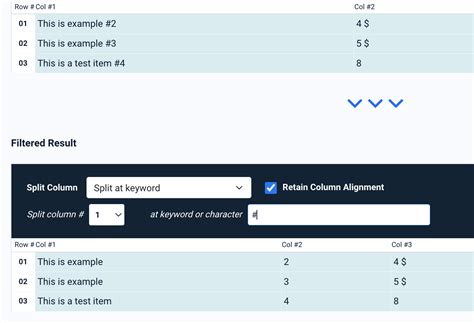 Split Column Filter Docparser