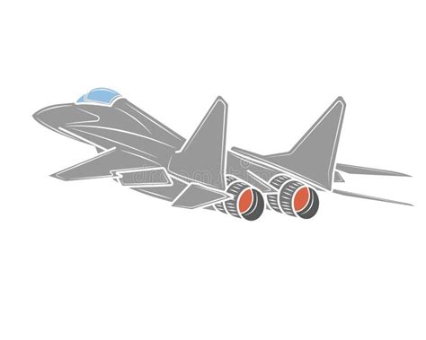 Fighter Jet Vector Illustration Isolated On White Background Vector Illustration Stock Vector