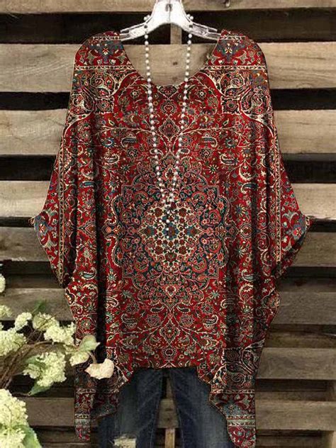 Womens Vintage Ethnic Printed Top