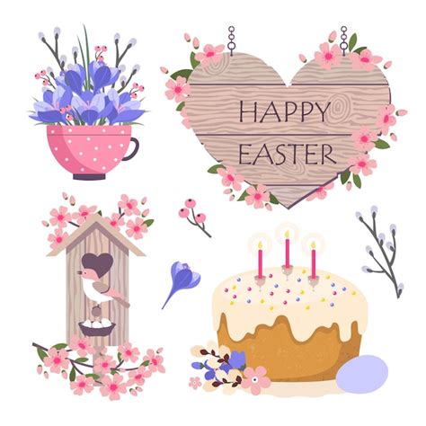 Premium Vector Happy Easter Set