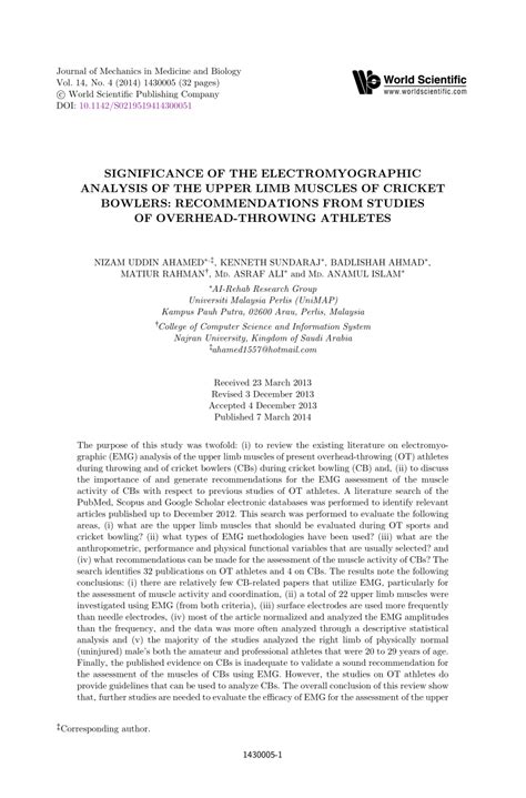 Pdf Significance Of The Electromyographic Analysis Of The Upper Limb