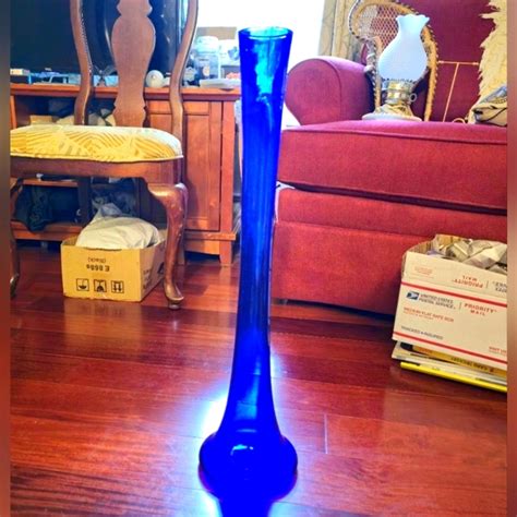 Blenko Accents Blenko 22 Tall Cobalt Blue Footed Long Cylinder Vase 96s Poshmark